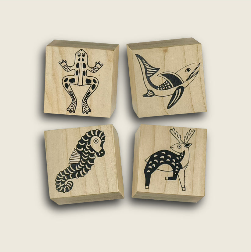 Set of 4 rubber stamps / frog, shark, seahorse, deer – Tienda Museo ...